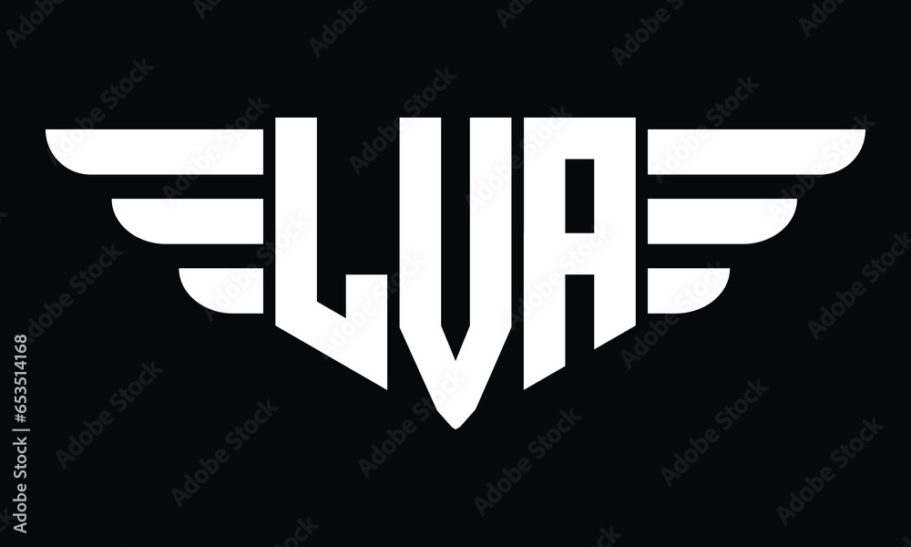 LVA three letter logo, creative wings shape logo design vector template ...