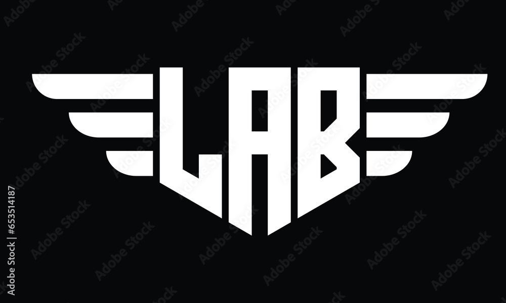 LAB three letter logo, creative wings shape logo design vector template ...