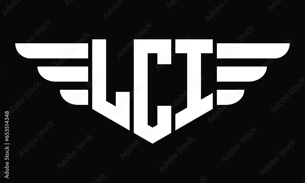 LCI three letter logo, creative wings shape logo design vector template ...