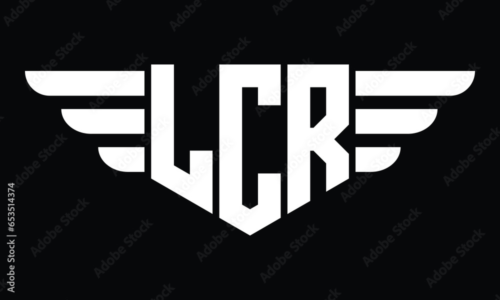 LCR three letter logo, creative wings shape logo design vector template ...