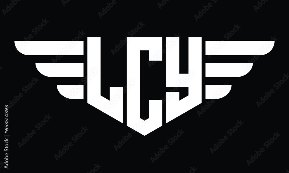 LCY three letter logo, creative wings shape logo design vector template ...