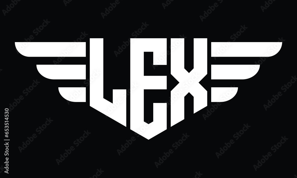 LEX three letter logo, creative wings shape logo design vector template ...