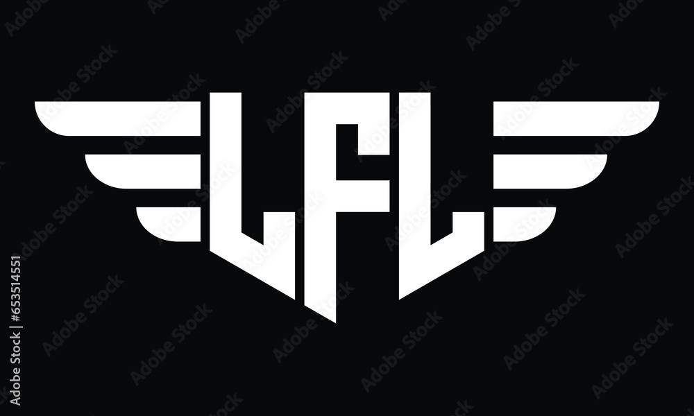 LFL three letter logo, creative wings shape logo design vector template ...