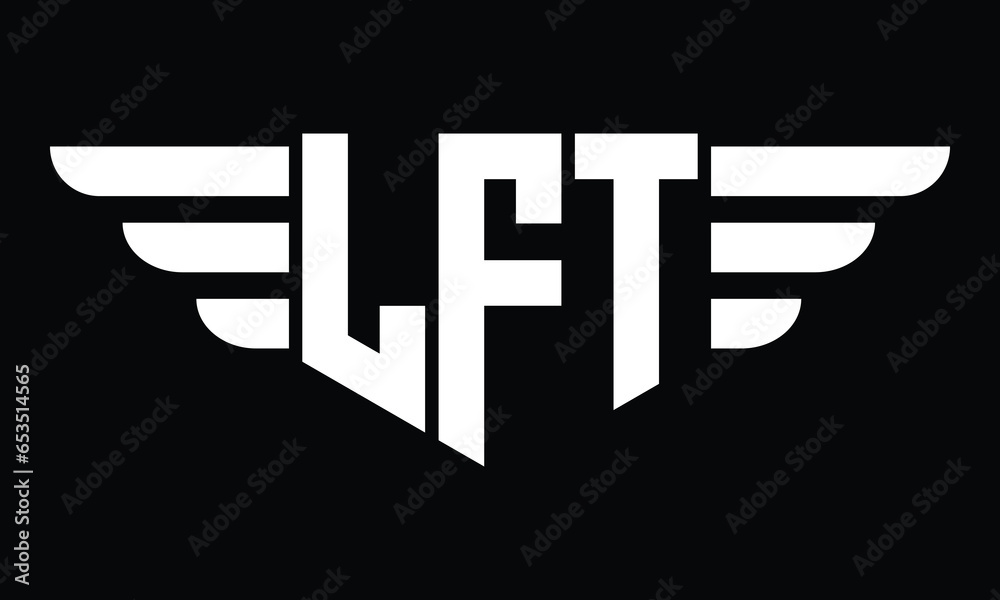 LFT three letter logo, creative wings shape logo design vector template ...