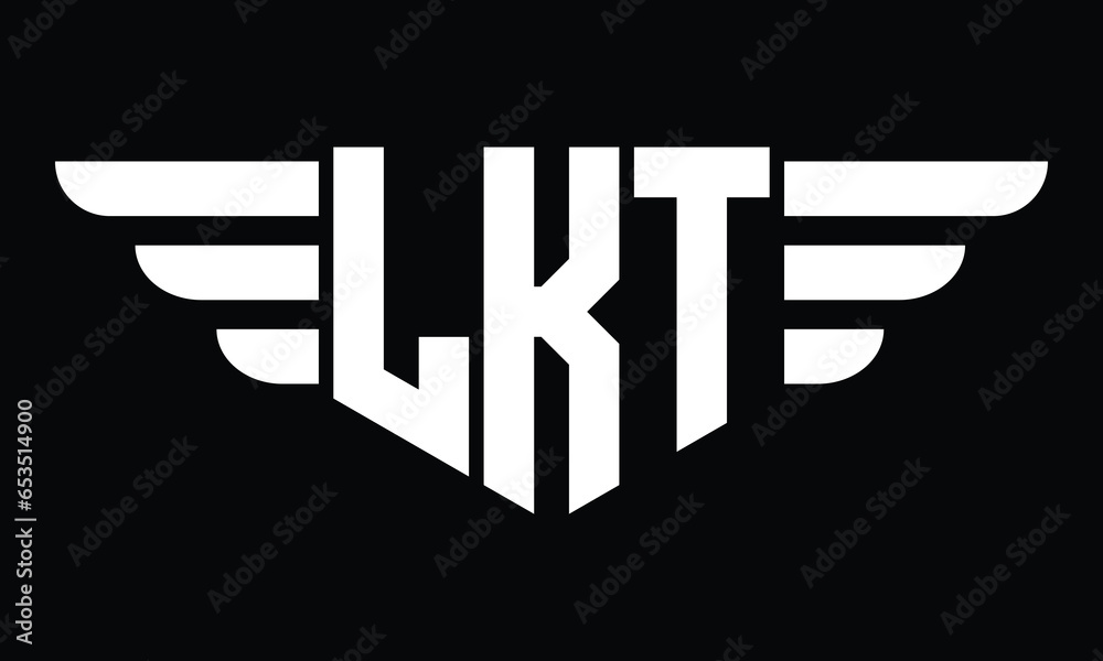 LKT three letter logo, creative wings shape logo design vector template ...