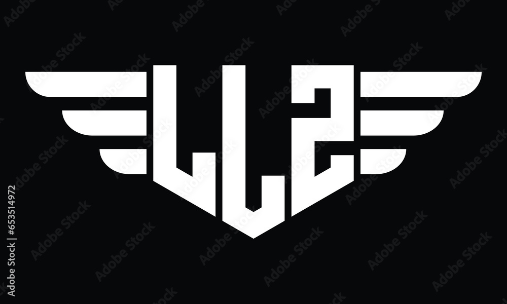LLZ three letter logo, creative wings shape logo design vector template ...