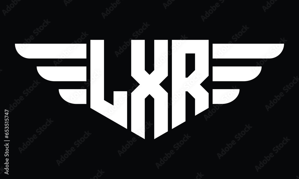 LXR three letter logo, creative wings shape logo design vector template ...
