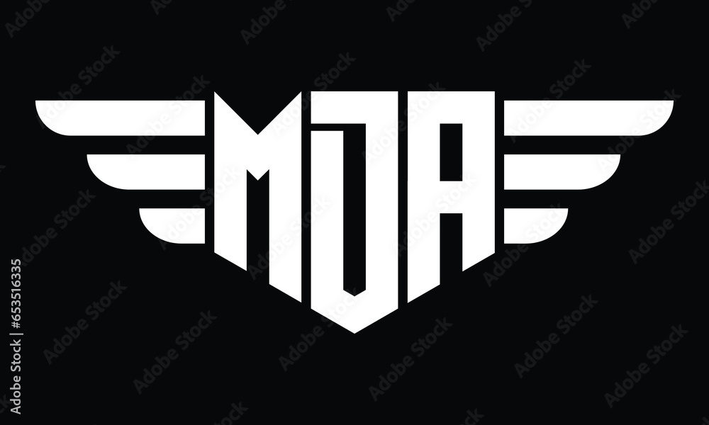 MDA three letter logo, creative wings shape logo design vector template ...