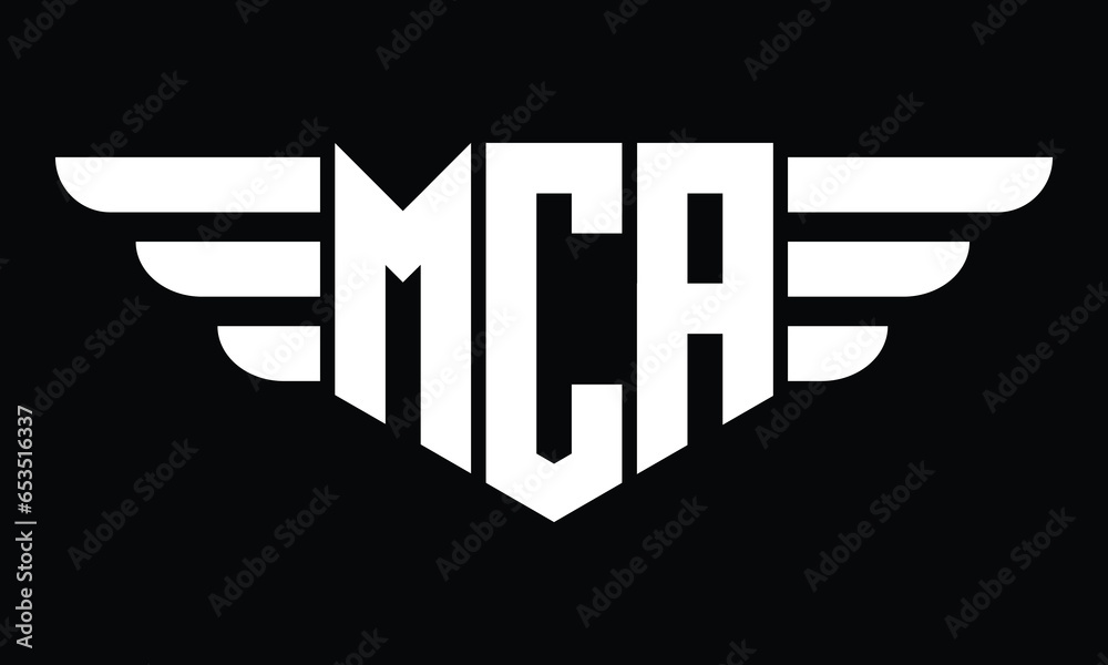 Vecteur Stock MCA three letter logo, creative wings shape logo design ...