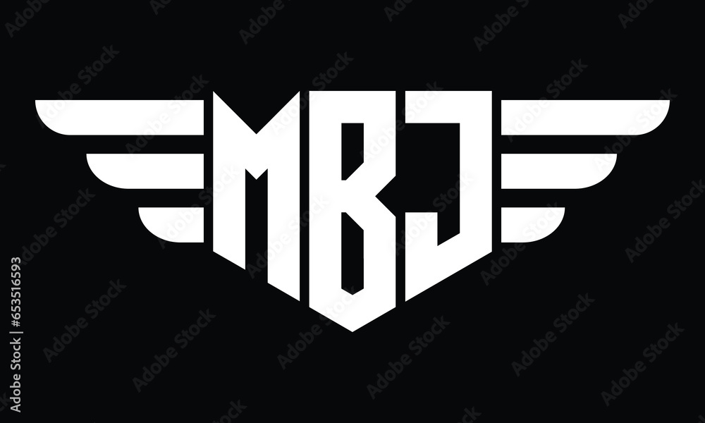 MBJ three letter logo, creative wings shape logo design vector template ...