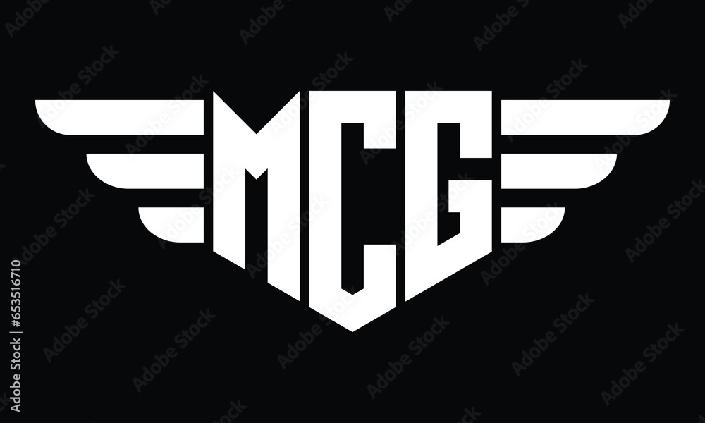 Vecteur Stock MCG three letter logo, creative wings shape logo design ...