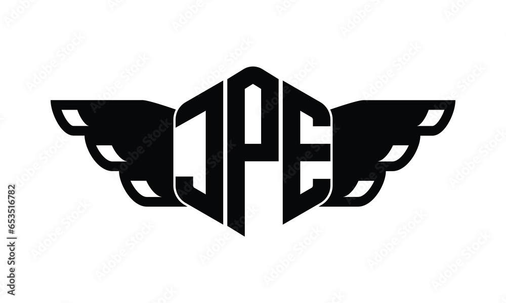 JPE three-letter butterfly iconic logo design vector template | polygon ...