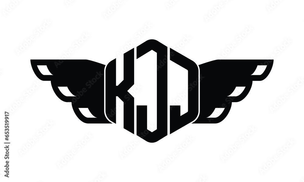 KJJ three-letter butterfly iconic logo design vector template | polygon ...