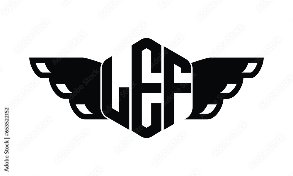 LEF three-letter butterfly iconic logo design vector template | polygon ...