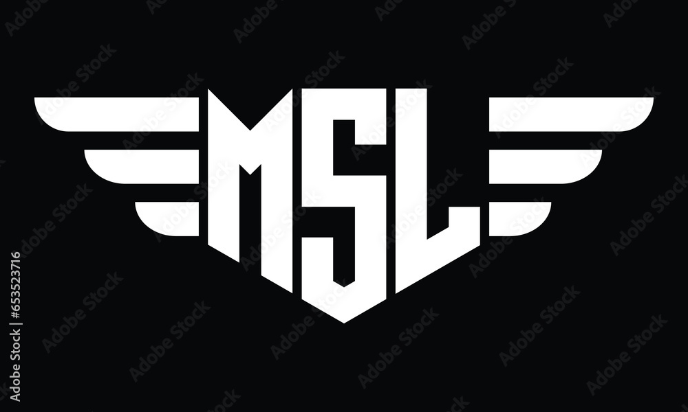 MSL three letter logo, creative wings shape logo design vector template ...
