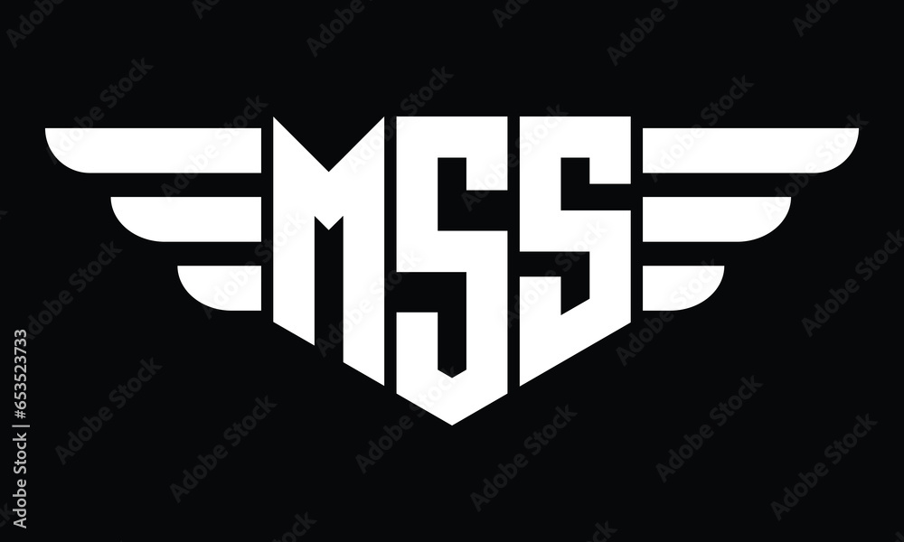 MSS three letter logo, creative wings shape logo design vector template ...