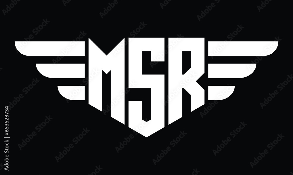 MSR three letter logo, creative wings shape logo design vector template ...