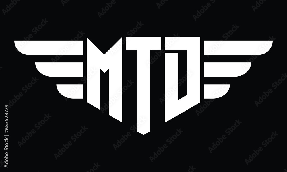 MTD three letter logo, creative wings shape logo design vector template ...