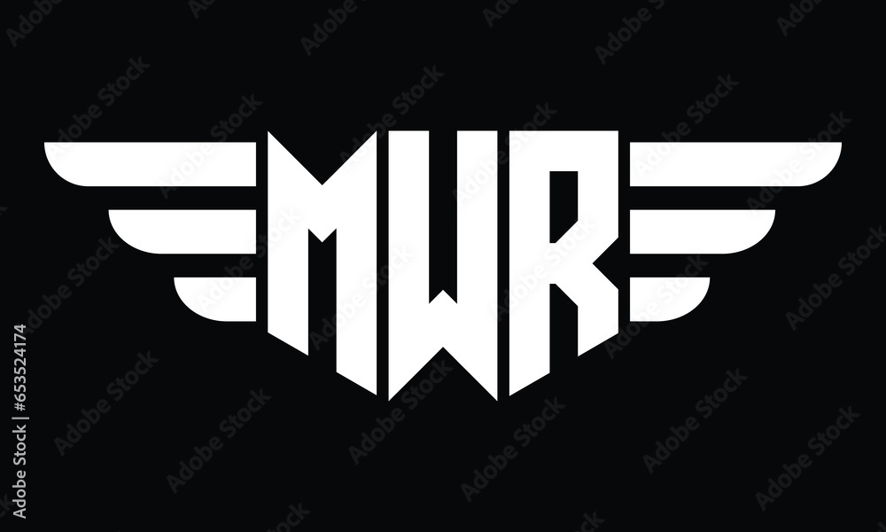 MWR three letter logo, creative wings shape logo design vector template ...