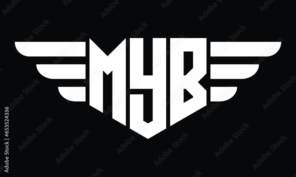 MYB three letter logo, creative wings shape logo design vector template ...