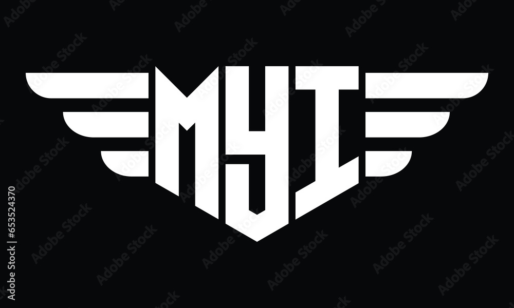 MYI three letter logo, creative wings shape logo design vector template ...