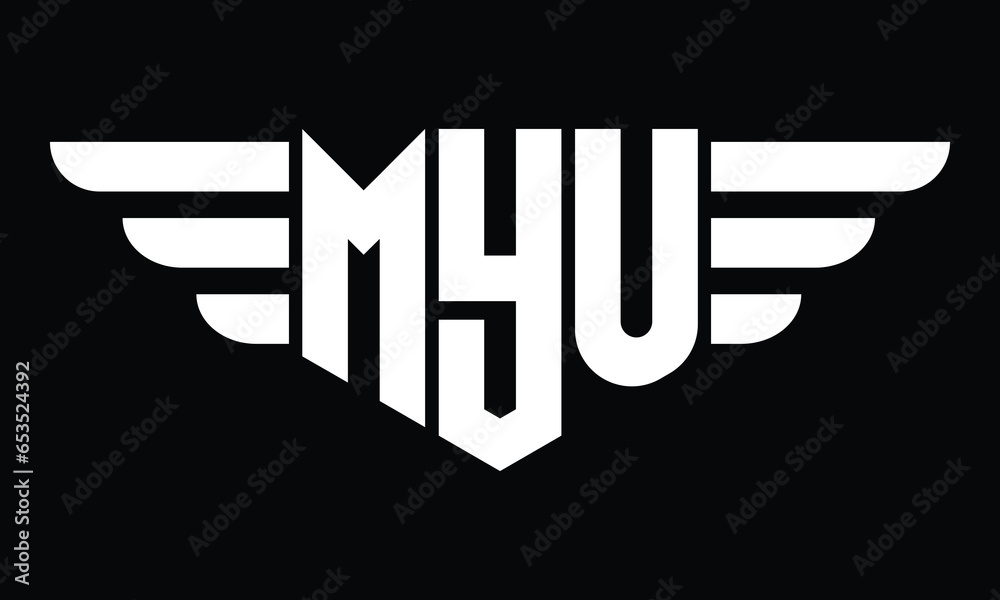 MYU three letter logo, creative wings shape logo design vector template ...