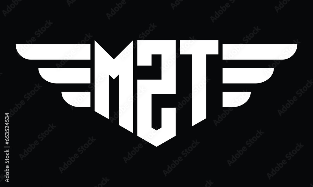 MZT three letter logo, creative wings shape logo design vector template ...