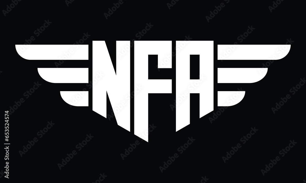 NFA three letter logo, creative wings shape logo design vector template ...