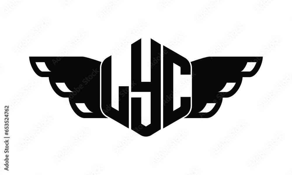 LYC three-letter butterfly iconic logo design vector template | polygon ...