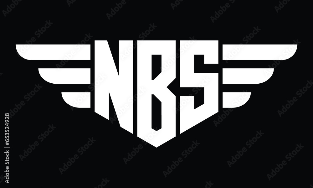 NBS three letter logo, creative wings shape logo design vector template ...