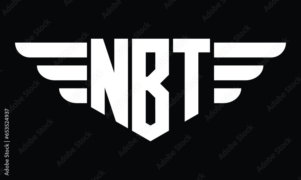 NBT three letter logo, creative wings shape logo design vector template ...