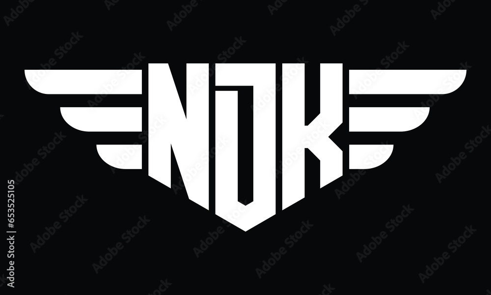 Vecteur Stock NDK three letter logo, creative wings shape logo design ...