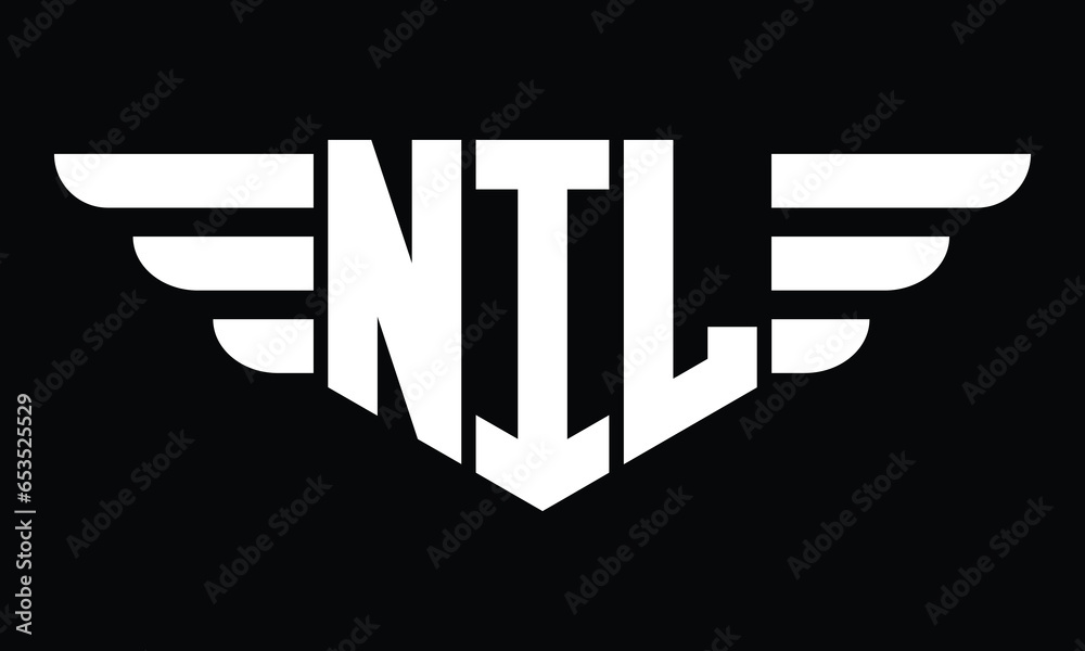 NIL three letter logo, creative wings shape logo design vector template ...