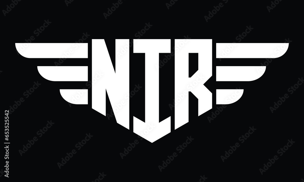 NIR three letter logo, creative wings shape logo design vector template ...