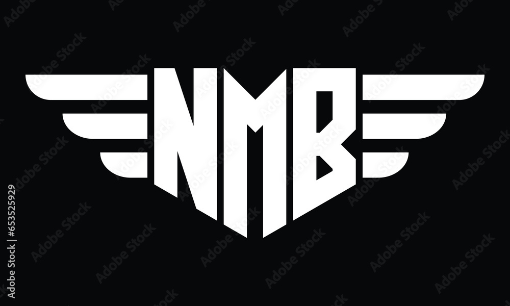 NMB three letter logo, creative wings shape logo design vector template ...