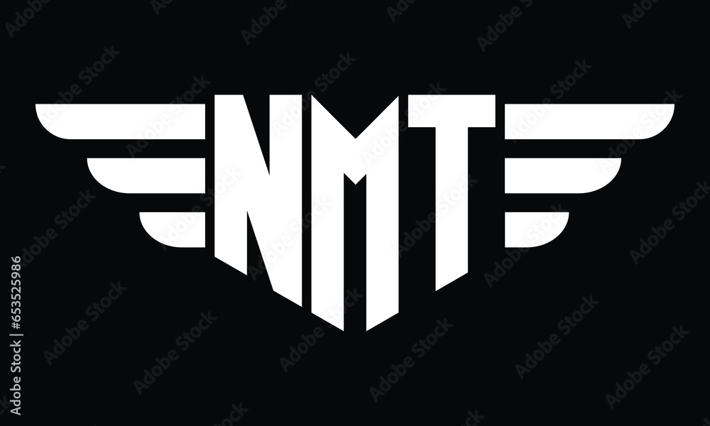 Vecteur Stock NMT three letter logo, creative wings shape logo design ...