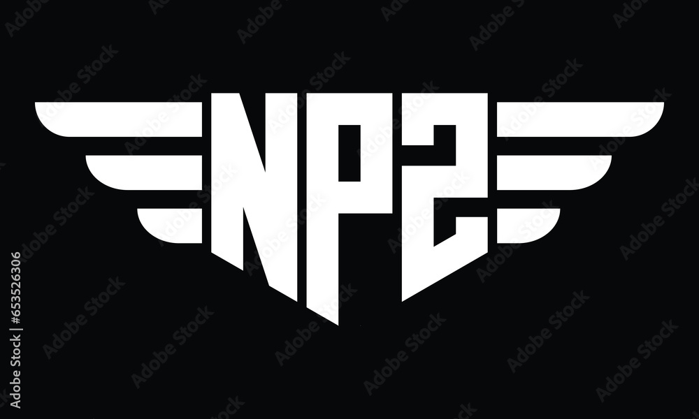 NPZ three letter logo, creative wings shape logo design vector template ...