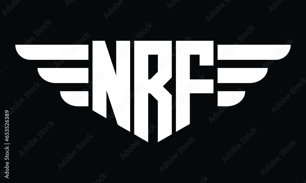 NRF three letter logo, creative wings shape logo design vector template ...