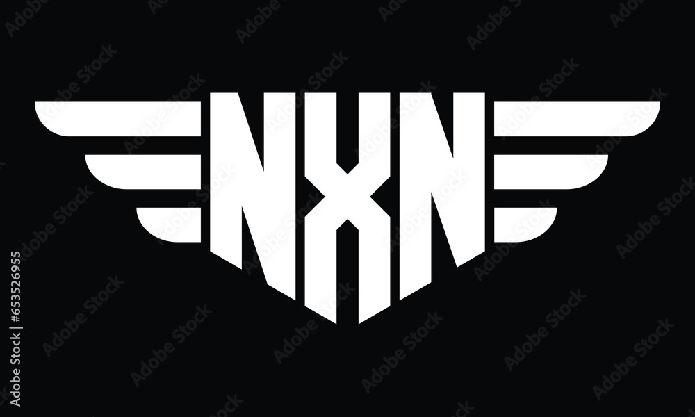 NXN three letter logo, creative wings shape logo design vector template ...
