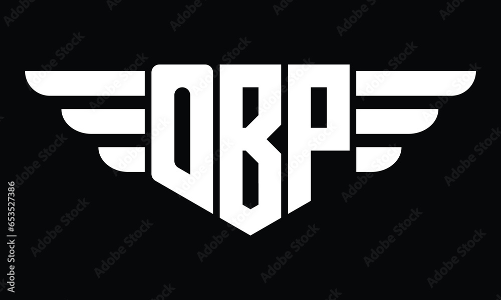 OBP three letter logo, creative wings shape logo design vector template ...