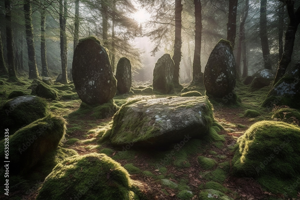 In the heart of a dense forest, a mystical clearing revealed a circle ...