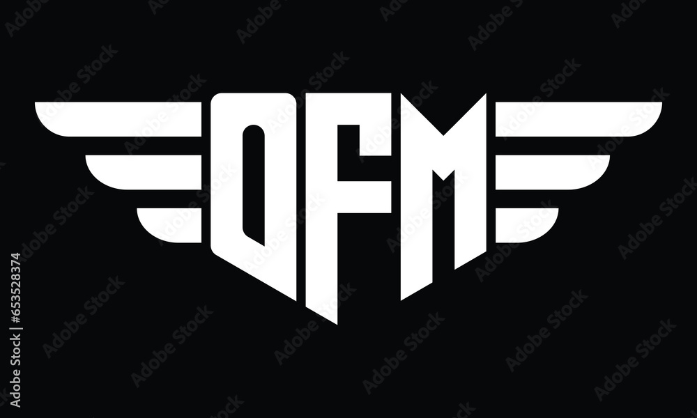 OFM three letter logo, creative wings shape logo design vector template ...