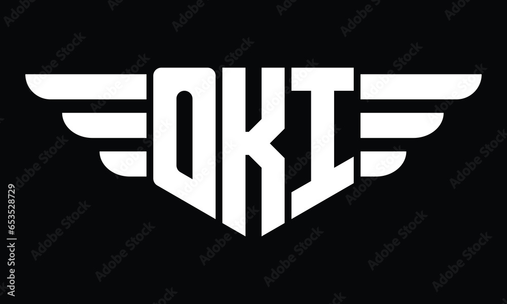 OKI three letter logo, creative wings shape logo design vector template ...