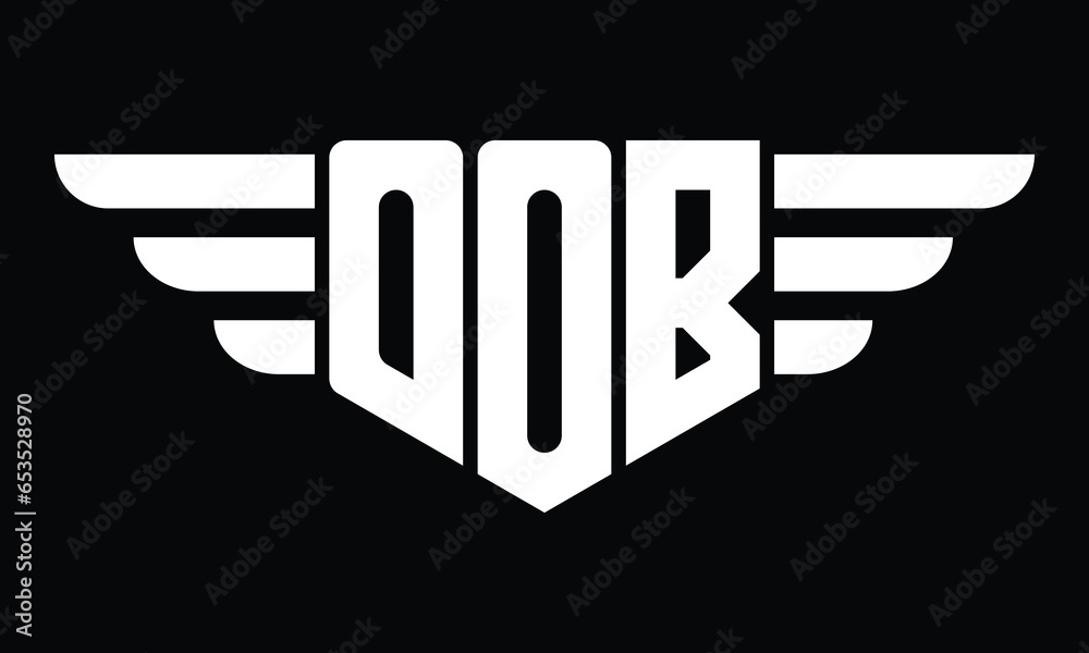 OOB three letter logo, creative wings shape logo design vector template ...