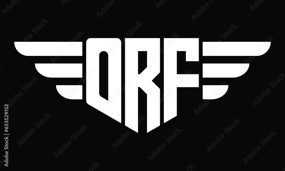 ORF three letter logo, creative wings shape logo design vector template ...