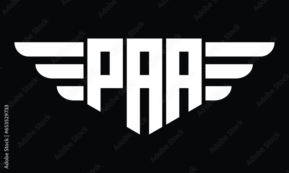 PAA three letter logo, creative wings shape logo design vector template ...