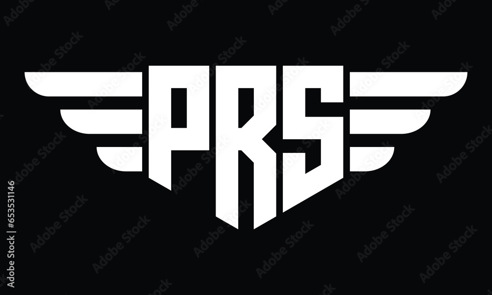 PRS three letter logo, creative wings shape logo design vector template ...