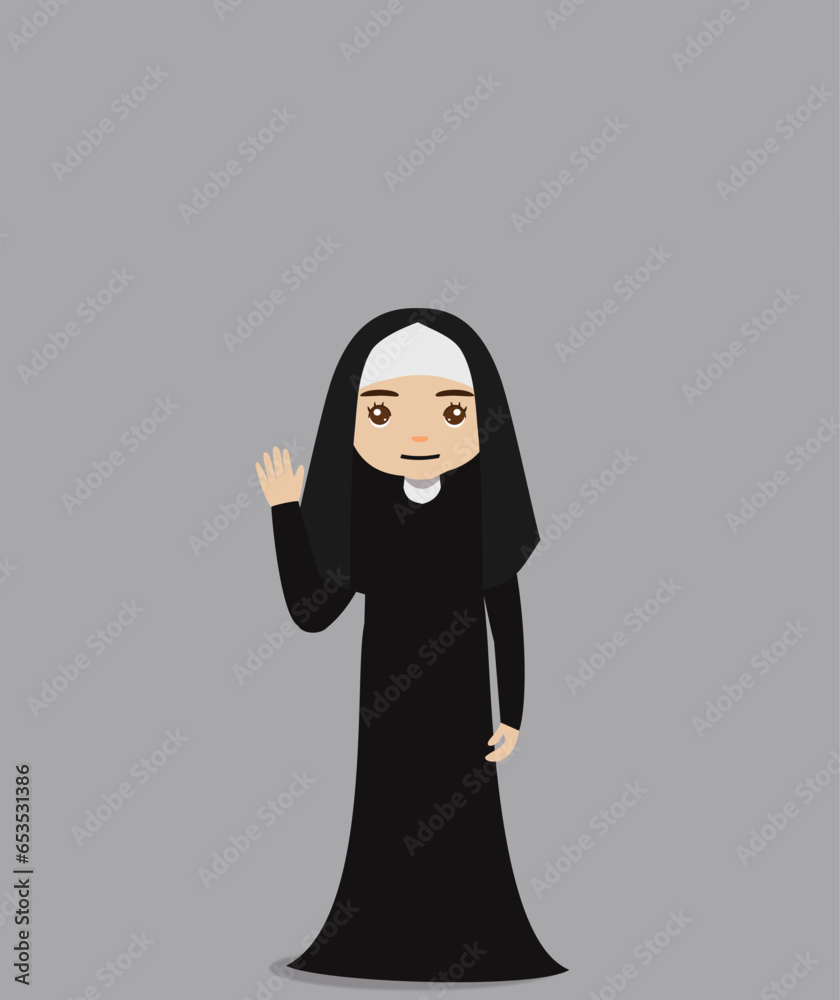 Girl Using Nun Costume At Halloween Party Invitation Stock Vector Adobe Stock