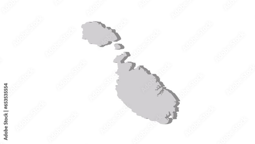 Malta map 3d grey on white background. Dynamic 4K animation motion ...