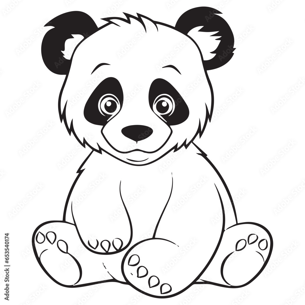Cute cartoon panda vector illustration. Panda Line art coloring page ...